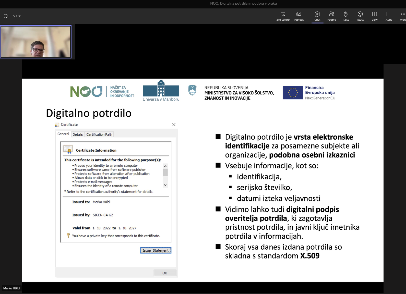 Utrinki usposabljanja Digitalna potrdila in podpisi v praksi